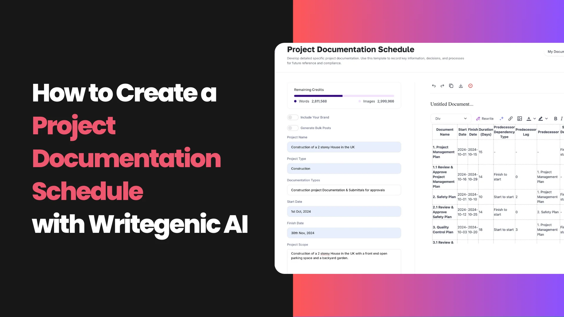 Create A Perfect Project Documentation Schedule With AI
