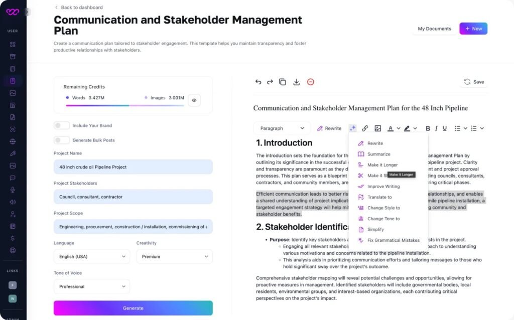 Communication And Stakeholder Management Plan – AI-Powered