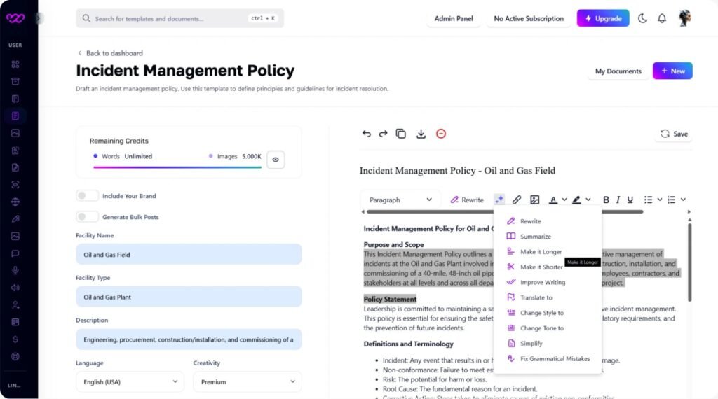 Efficient Incident Management Policy Generator