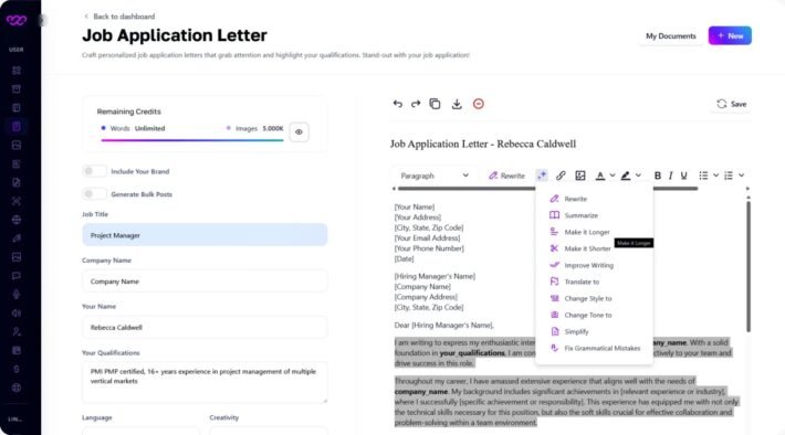 Job Application Letter Writer | Create Professional Letters