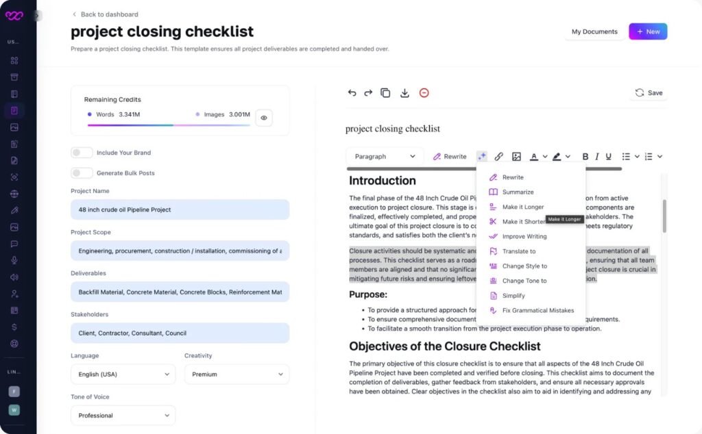 Project Closing Checklist Generator – Finalize Easily
