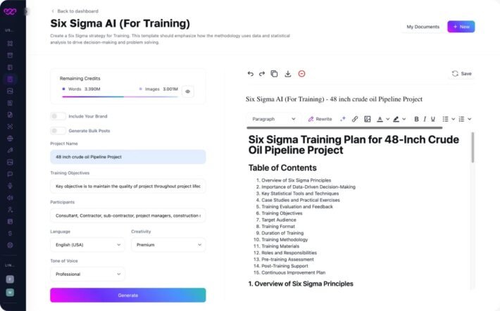 AI-Powered Six Sigma Tool – Generate Documents Instantly