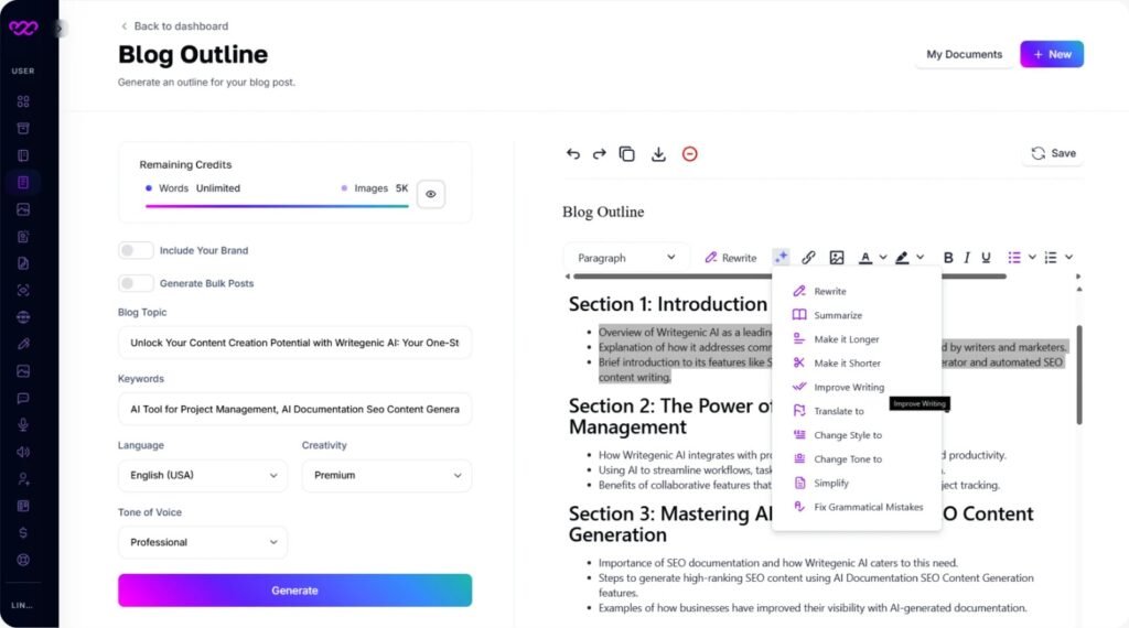 Create A Structured Blog Outline Instantly With AI