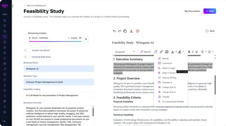 Feasibility Study Generator Tool – Fast & Accurate Projects