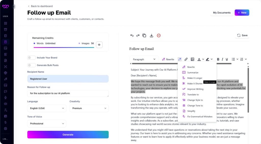 Smart Follow Up Email Generator For Quick Results