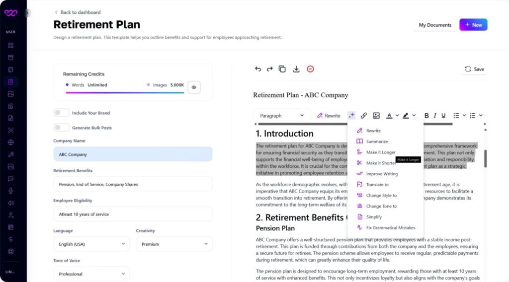 Retirement Plan Generator - Create Retirement Solutions